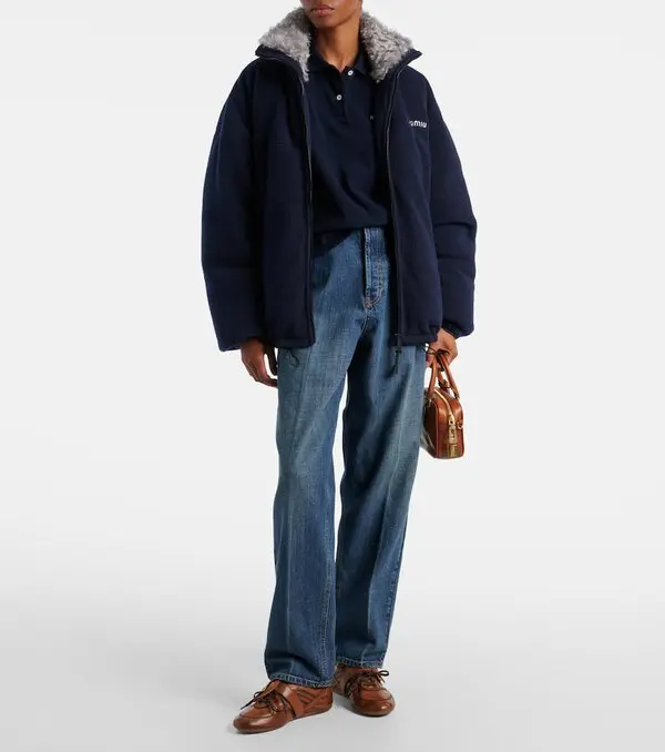 Miu Miu Down-filled Fleece Jacket - Blue