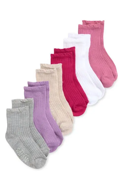 CAPELLI NEW YORK Six-pair Ribbed Crew Socks - Pink Multi Combo