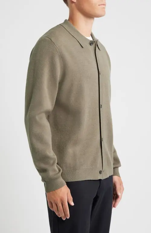 OPEN EDIT Polo Cardigan - Olive Brown