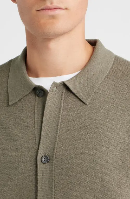 OPEN EDIT Polo Cardigan - Olive Brown