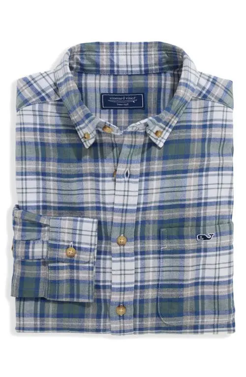 Vineyard Vines Great Point Plaid Stretch Flannel Button Down Shirt - Balsam