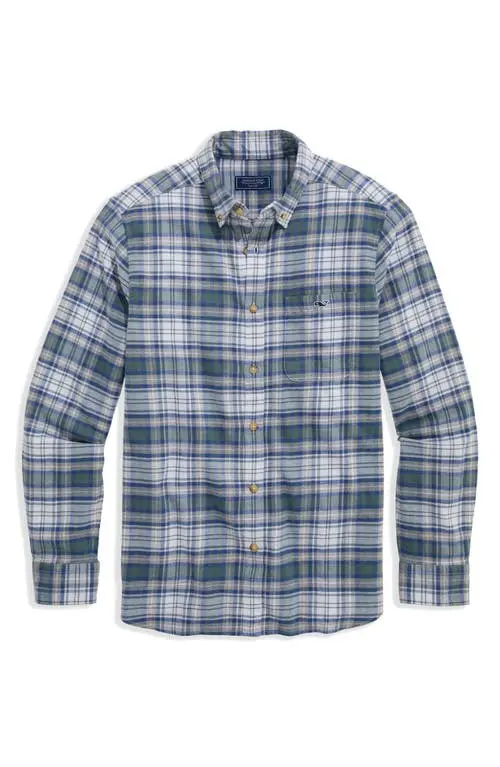 Vineyard Vines Great Point Plaid Stretch Flannel Button Down Shirt - Balsam