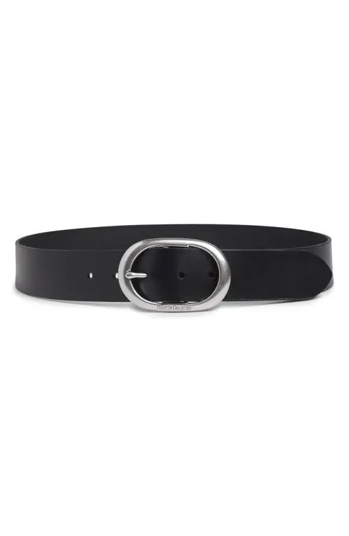 FAVORITE DAUGHTER Contour Leather Belt - Black/tumbled Nickel