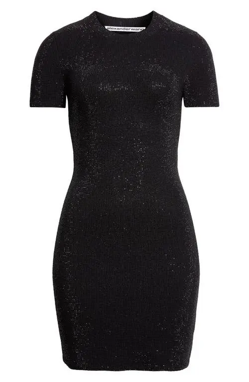 Alexander Wang Hotfix Crystal Wool Minidress