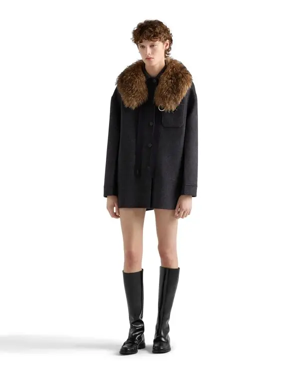 Prada Single-breasted Double Cashwool Caban Jacket - Grey