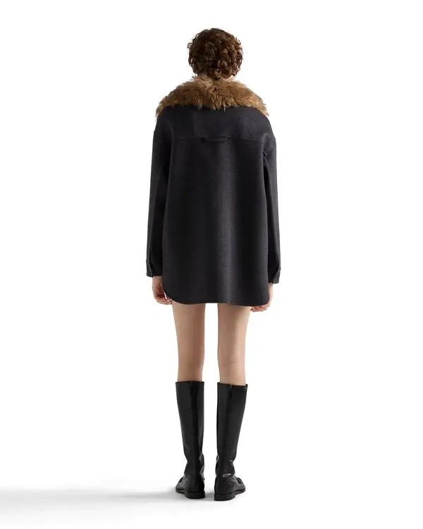 Prada Single-breasted Double Cashwool Caban Jacket - Grey