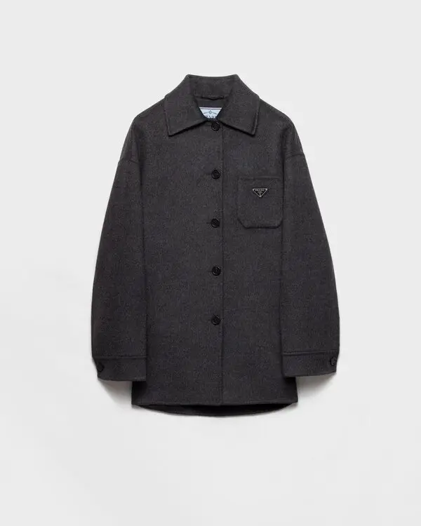 Prada Single-breasted Cashwool Caban Jacket - Slate Gray