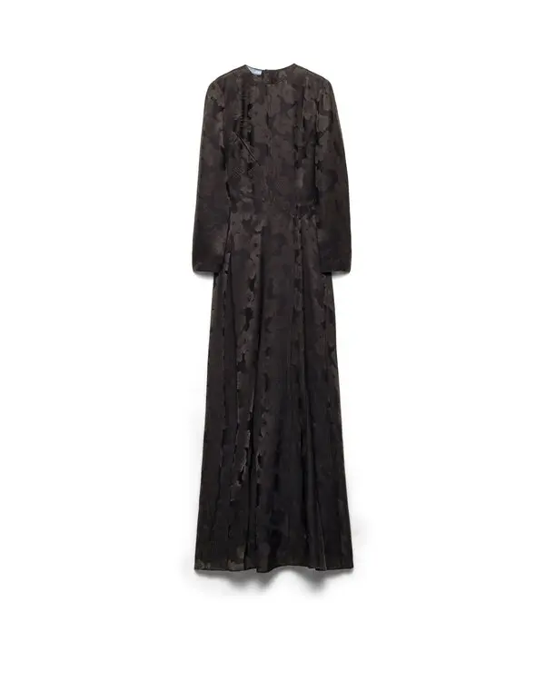 Prada Long Primula Jacquard Dress - Grey