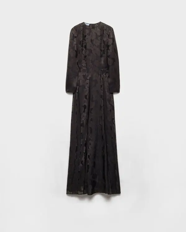 Prada Long Primula Jacquard Dress - Smoky Gray