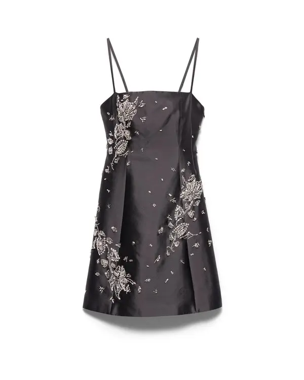 Prada Embroidered Silk And Wool Mini-dress