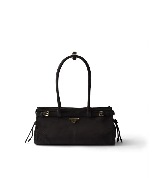 Prada Medium Suede Handbag - Grey