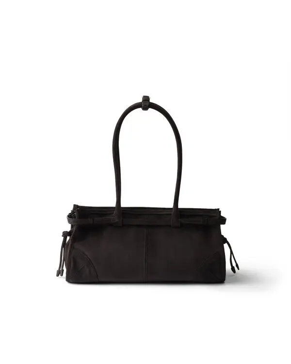Prada Medium Suede Handbag - Grey