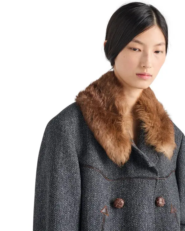 Prada Double-breasted Chevron Pea Coat