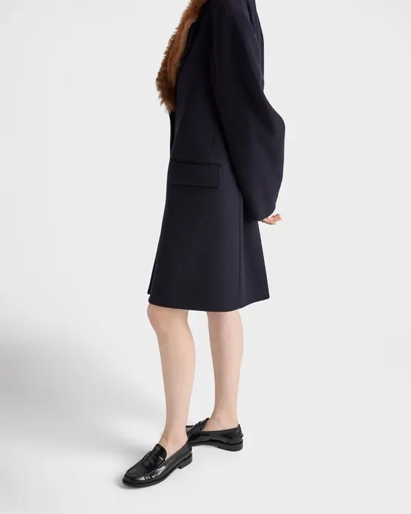 Prada Single-breasted Coat With Shearling Collar