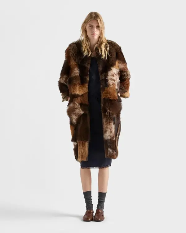 Prada Patchwork Shearling Coat