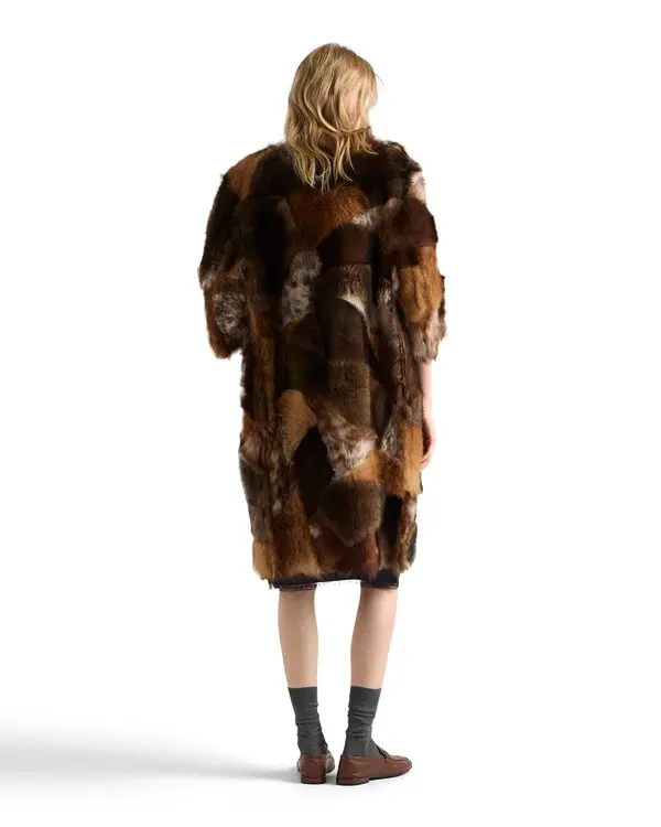Prada Patchwork Shearling Coat - Multicolored