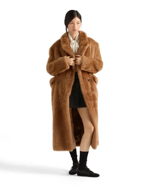 Prada Shearling Double-breasted Coat