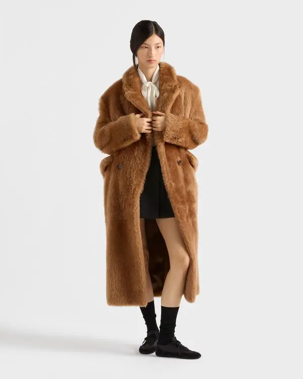 Prada Shearling Double-breasted Coat