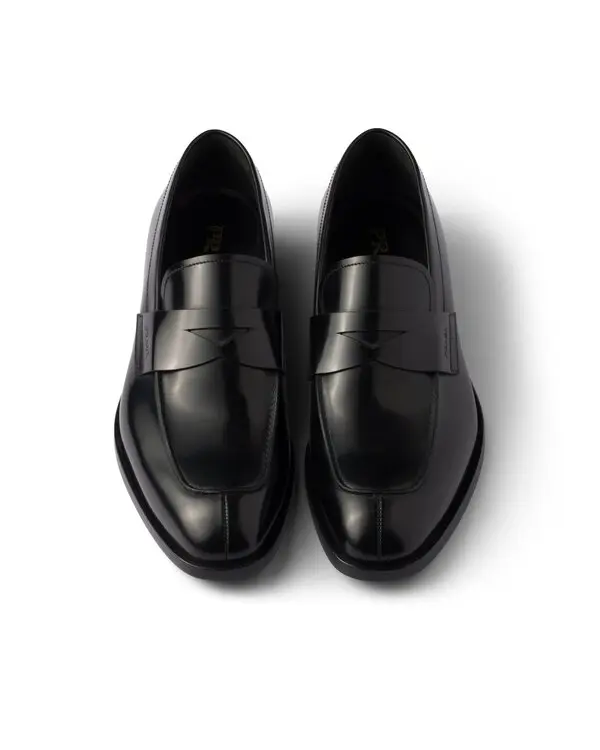 Prada Brushed Leather Loafers - Black