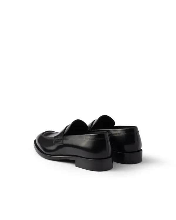 Prada Brushed Leather Loafers - Black