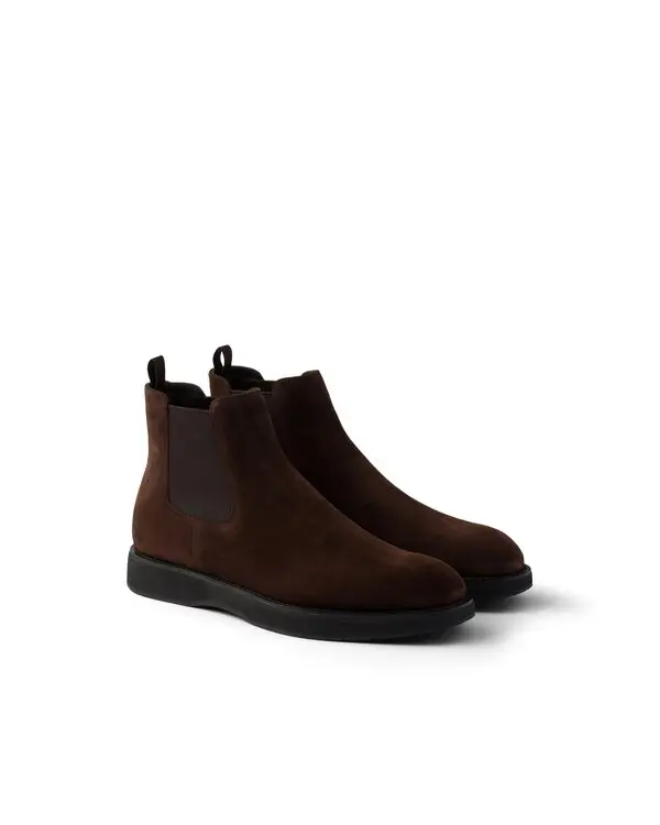Prada Suede Chelsea Boots - Brown