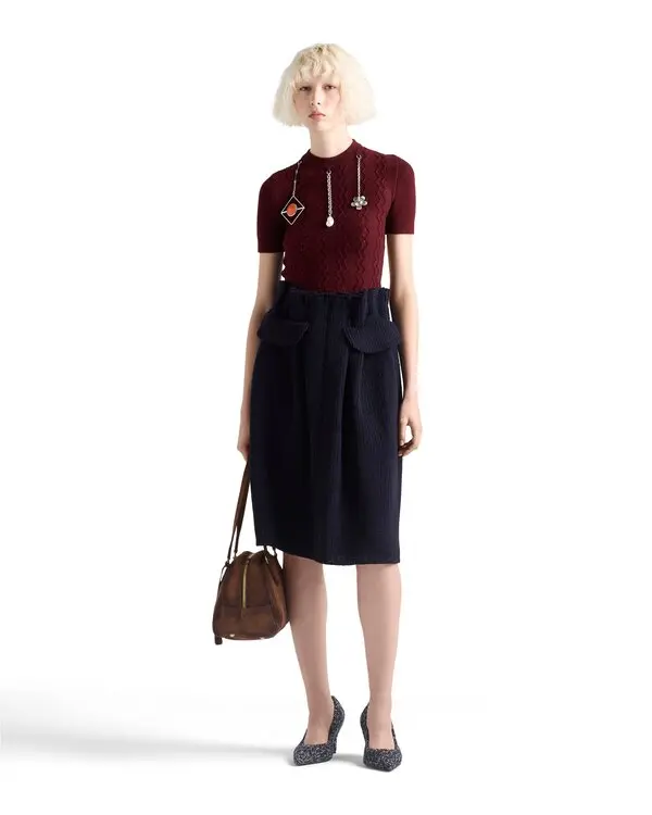 Prada Short-sleeved Wool Sweater With Pendants - Red