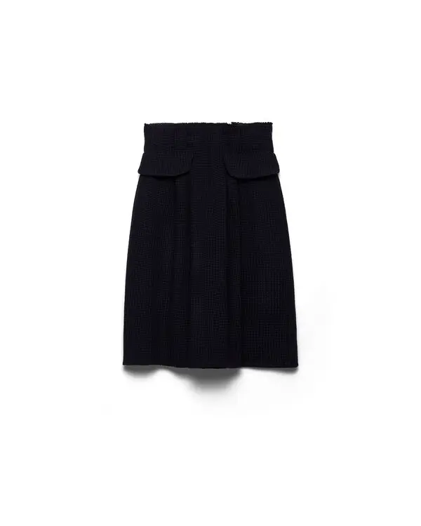 Prada Wool Knit Midi Skirt - Blue