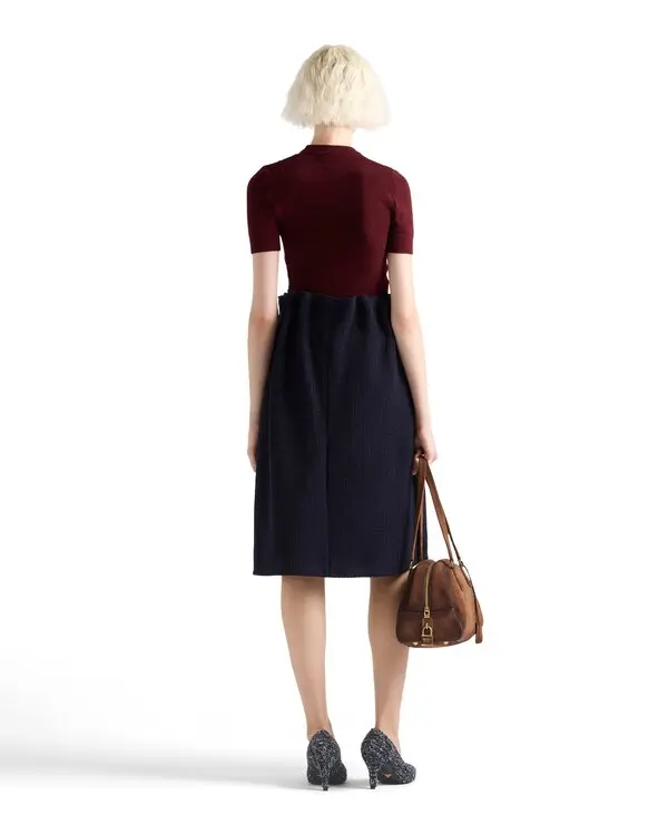 Prada Wool Knit Midi Skirt - Blue