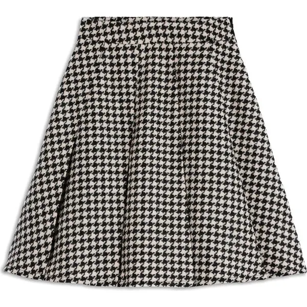 Boden Houndstooth Check Wool Skirt