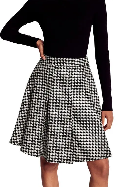 Boden Houndstooth Check Wool Skirt