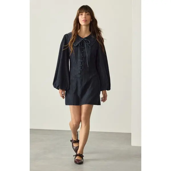 NEXT Balloon Sleeve Denim Minidress