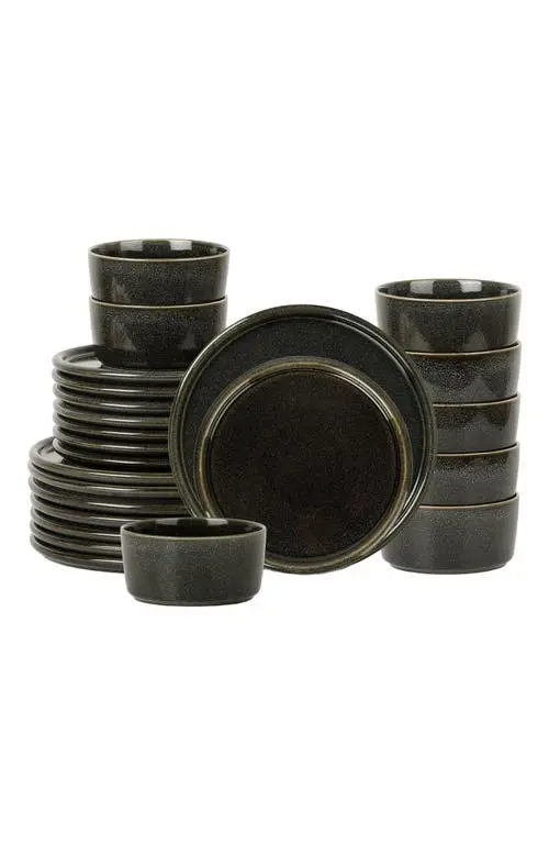 STONE + LAIN Eden Stoneware 24-piece Dinnerware Set - Charcoal Grey
