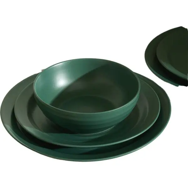 STONE + LAIN Orbit Stoneware 12-piece Dinnerware Set With Cereal Bowls - Green