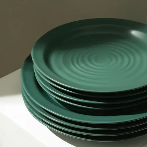 STONE + LAIN Orbit Stoneware 12-piece Dinnerware Set With Cereal Bowls - Green