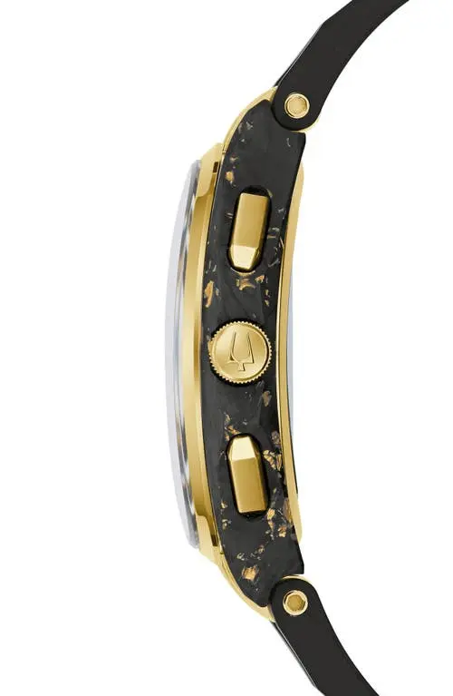 Bulova Curv Forged Carbon Chronograph Strap Watch - Black