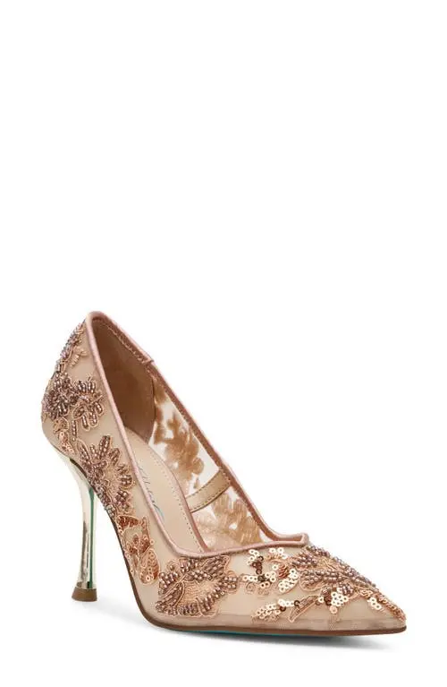 Betsey Johnson Jenii Sequin Mesh Pumps - Beige