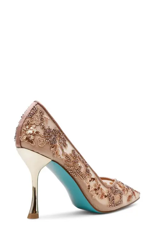 Betsey Johnson Jenii Sequin Mesh Pumps - Beige