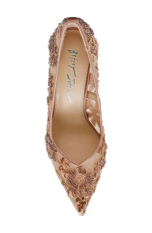 Betsey Johnson Jenii Sequin Mesh Pumps - Beige