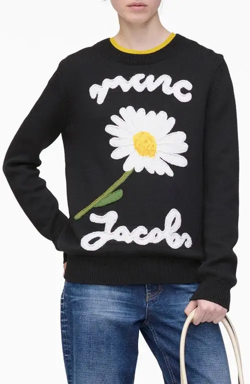 Marc Jacobs Jacquard Merino Wool Crewneck Sweater - Black