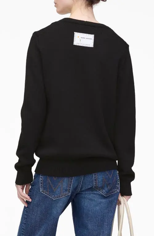 Marc Jacobs Jacquard Merino Wool Crewneck Sweater - Black