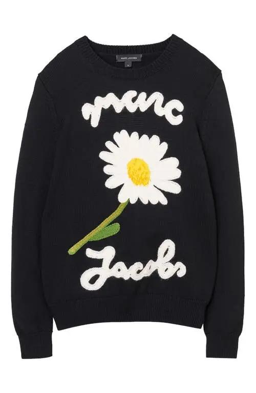 Marc Jacobs Jacquard Merino Wool Crewneck Sweater - Black