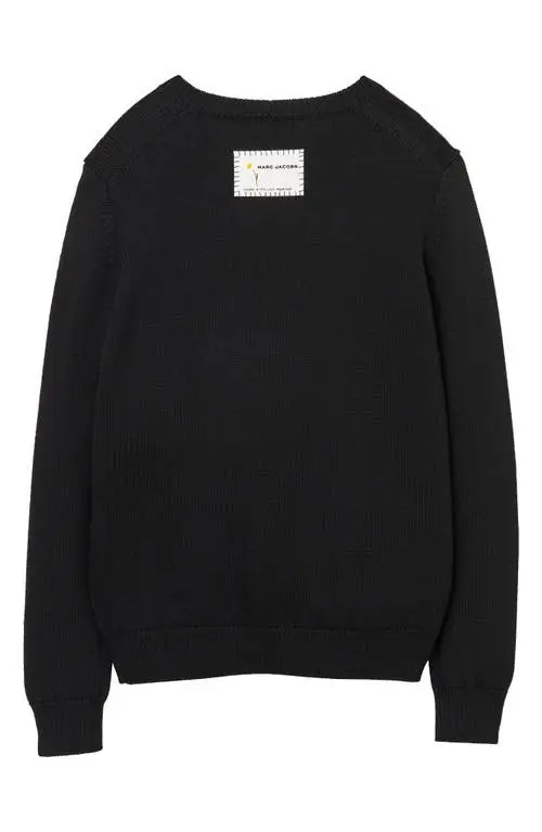 Marc Jacobs Jacquard Merino Wool Crewneck Sweater - Black