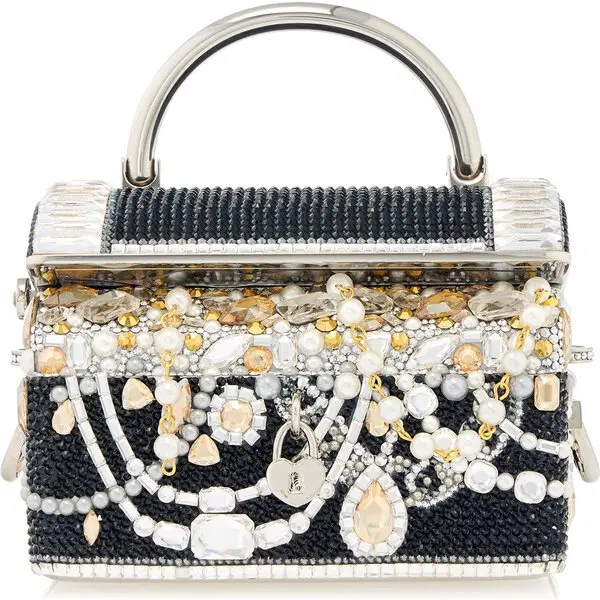 Judith Leiber Treasure Chest Clutch - Silver Jet Multi