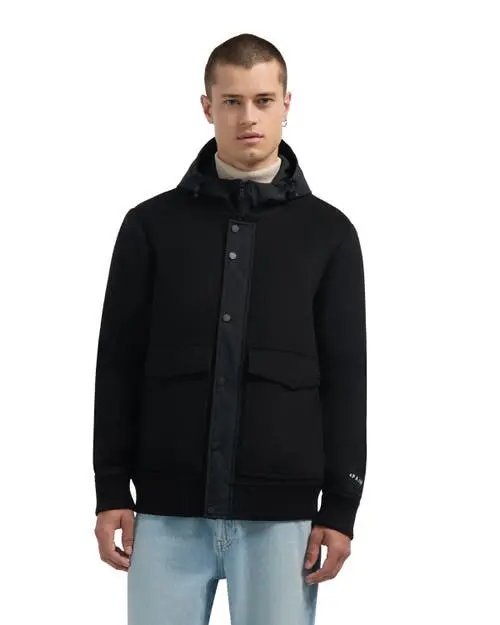 Pajar Hader Wool Blend Bomber Jacket With Removable Hooded Bib - Black