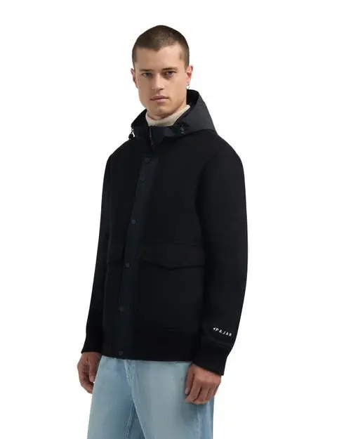Pajar Hader Wool Blend Bomber Jacket With Removable Hooded Bib - Black