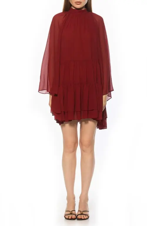 ALEXIA ADMOR Pamela Long Sleeve Shift Dress - Burgundy