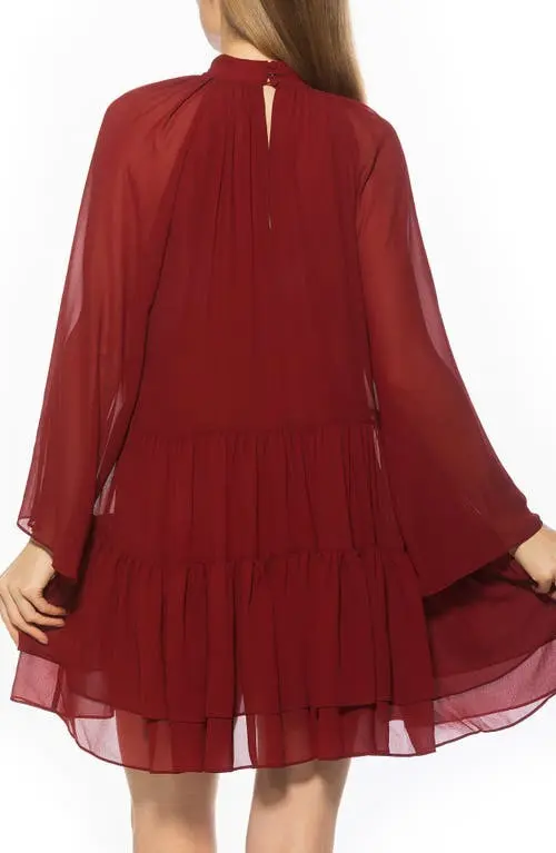 ALEXIA ADMOR Pamela Long Sleeve Shift Dress - Burgundy
