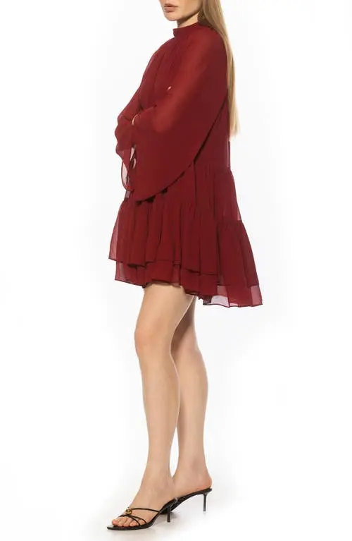 ALEXIA ADMOR Pamela Long Sleeve Shift Dress - Burgundy