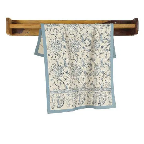 SUSTAINABLE THREADS Ivy Hand Block Printed Kitchen Towelsset Of 2 - River