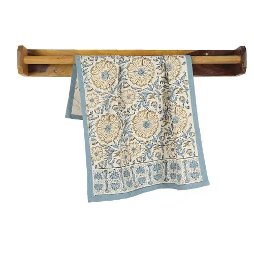 SUSTAINABLE THREADS Bloom Riverhand Block Printed Kitchen Towelsset Of 2 - River